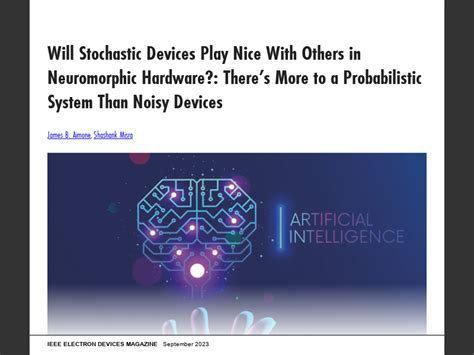 Ieee Electron Devices Magazine September 2023will Stochastic Devices