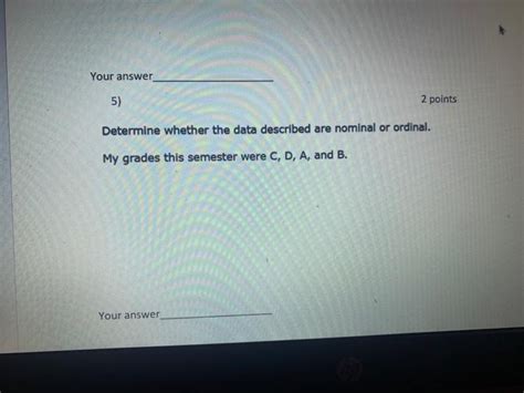 solved your answer 5 2 points determine whether the data
