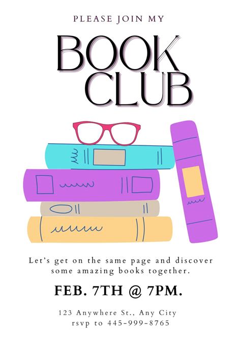 Book Club Invitation Digital Download Template 5 X 7 Edit In Canva
