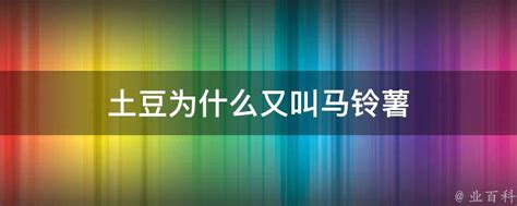 土豆为什么又叫马铃薯 业百科