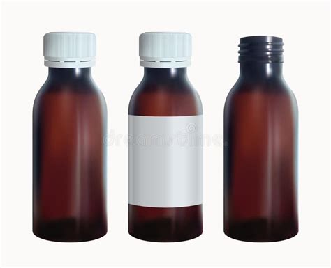 Brown Medical Bottle With A Lable Vial Glass Template Isolated Vector