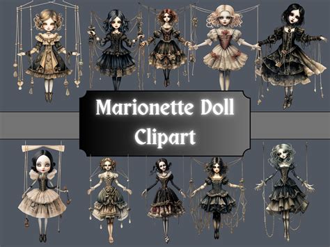 Marionette Doll Clipart Gothic Puppet Clip Art Wooden Limbs Doll