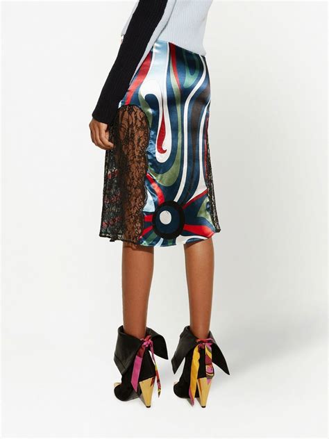 Pucci Abstract Print Lace Trim Skirt Smart Closet