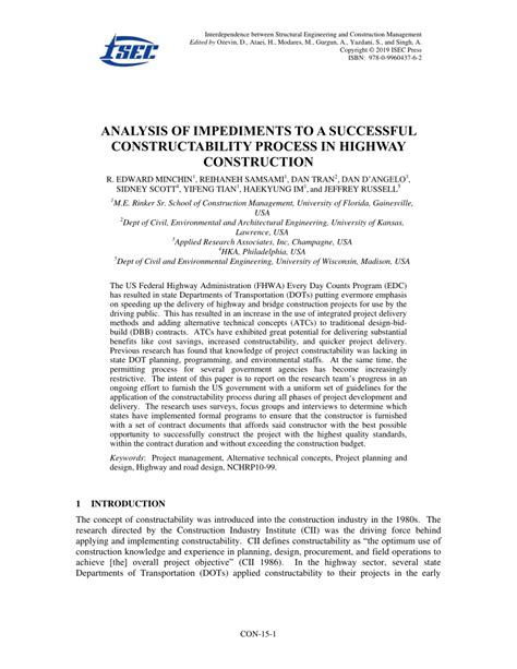 Pdf Analysis Of Impediments To A Successful Constructability Process