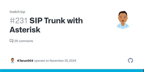 Sip Trunk With Asterisk · Issue 231 · Livekitsip · Github