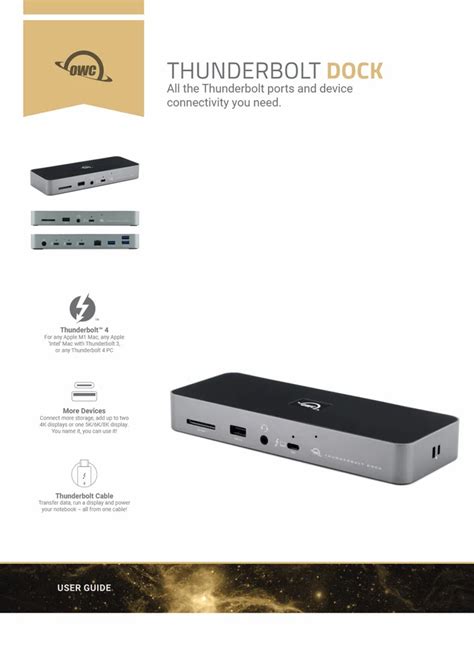 OWC Thunderbolt 4 Dock OWCTB4DOCK 4K 5K 8K Display 1Gbps MacBook Pro Air MacOS