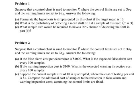 Solved Problem 1 Suppose That A Control Chart Is Used To