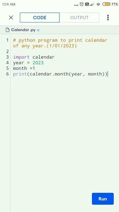 python program to print calendar of any year shorts viral shortsvideo pythonprogramming