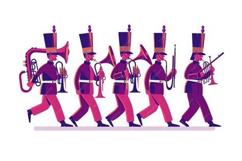 Premium Vector Marching Band With Six Different Instruments