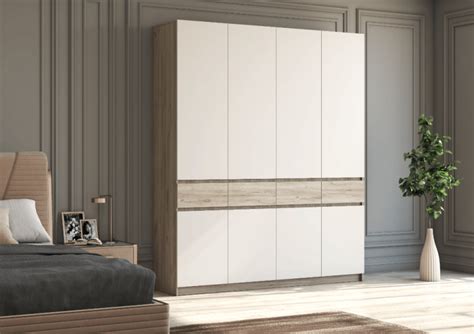 «Шкаф 4 створчатый Бостон ШК 004 ЛДСП Дуб крафт серый Кашемир купить в интернет магазине 1