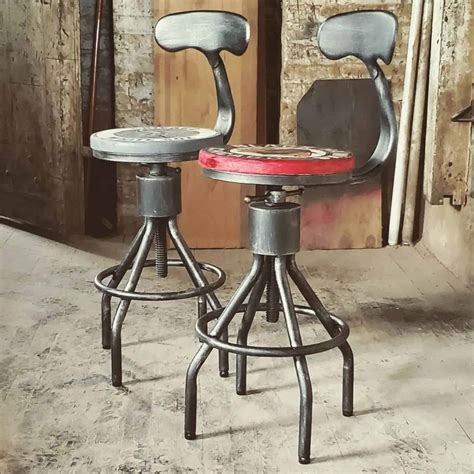 Industrial Stools With Backs Industrial Bar Stool With Wood Back
