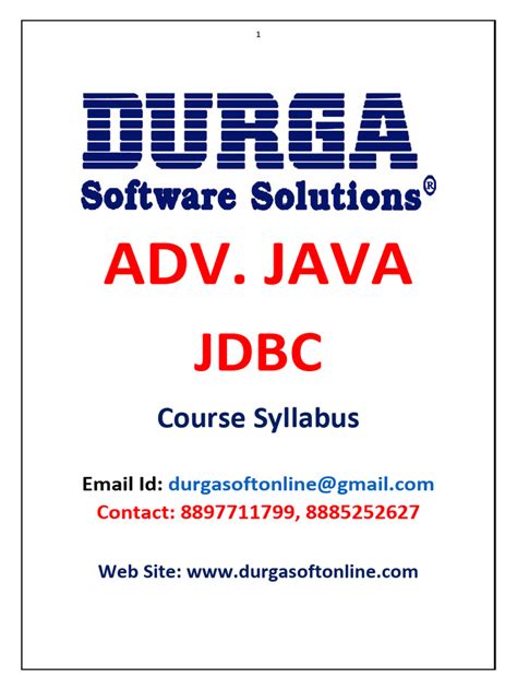 Adv Java Jdbc Course Contants Pdf Database Transaction Databases