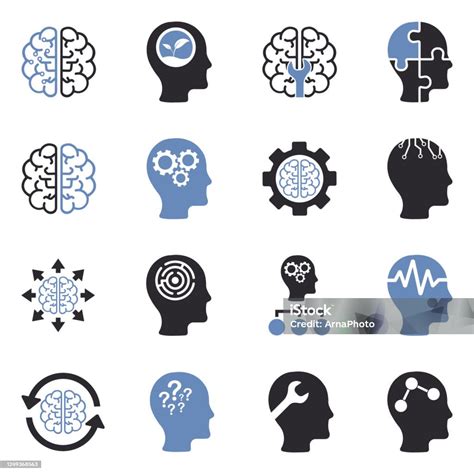마인드마인드 아이콘 투 톤 플랫 디자인 벡터 일러스트레이션 태도에 대한 스톡 벡터 아트 및 기타 이미지 태도 아이콘 정신 건강 인식 Istock