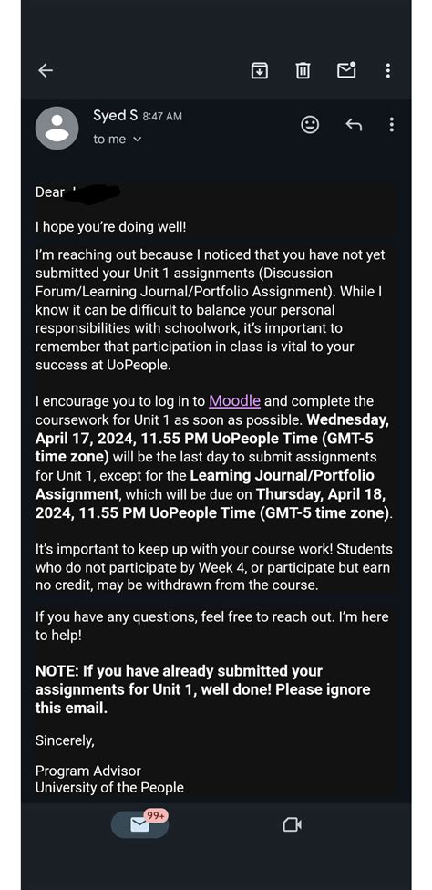 Received Email About Missing Assignments But Not Enrolled R