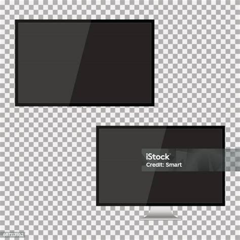 현실적인 현대 빈 스크린 Lcd Led Tv 모니터 받침대 없이 격리 배경에 벡터 0명에 대한 스톡 벡터 아트 및 기타 이미지 0명 Hd 포맷 Hdtv Istock