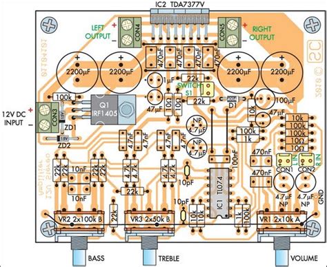 Layout For 20w Stereo Amplifier Circuit Electronic Circuit Collection