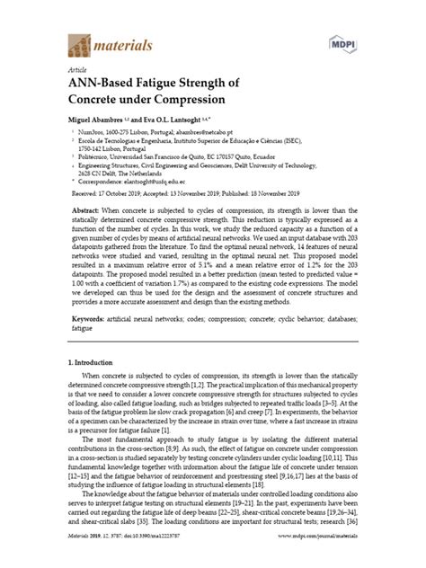 Ann Based Fatigue Strength Of Concrete Under Compr Pdf Artificial Neural Network Fatigue
