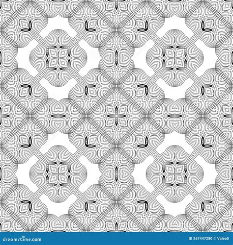 Vector Line Icon Seamless Pattern Isolated On White Background Stock Vector Illustration Of