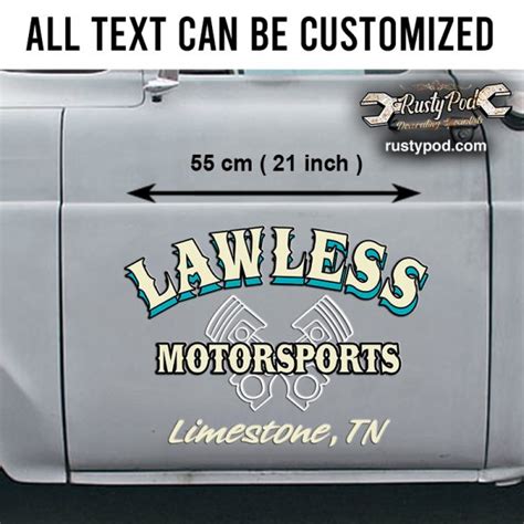 Personalized Chevy Hot Rod Truck Gasser Racing Car Door Art Lettering Vinyl Sticker