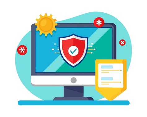 Premium Vector A Computer Monitor With A Shield And A Shield On It