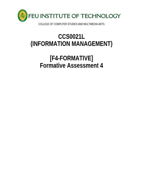 F4 Formative Formative Assessment 4 Ver 2 Pdf Data Management Software Sql