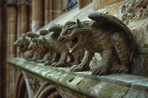 Premium Photo A Row Of Gargoyles On A Stone Wall Ancient Stone