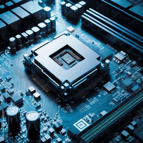 Motherboard With CPU And RAM On A Processor Computer Motherboard With CPU And RAM Modules