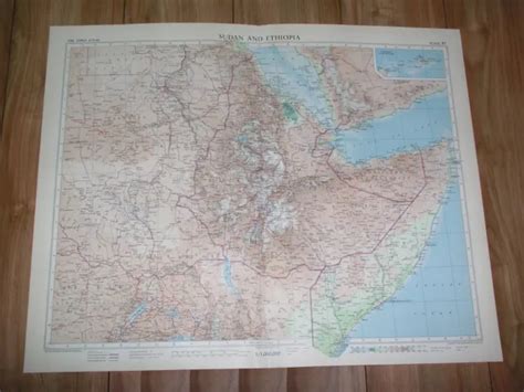 1956 Vintage Map Of Ethiopia Abyssinia Eritrea Sudan Somalia Djibouti Africa £29 31 Picclick Uk