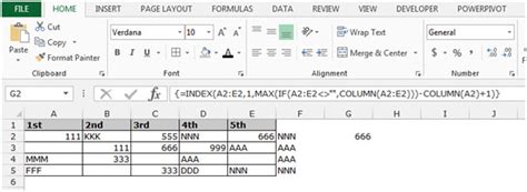 Retrieving The Last Value And The Last Character In A Row In Microsoft Excel 2010