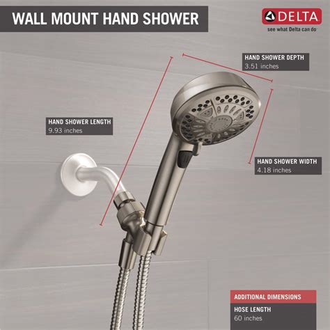 Delta 7 Spray 42 In Single Wall Mount Handheld Shower Head In