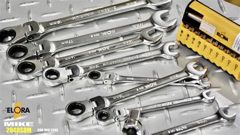 Elora 204 R S8m Combination Spanner Set Joint Ring Ratchet