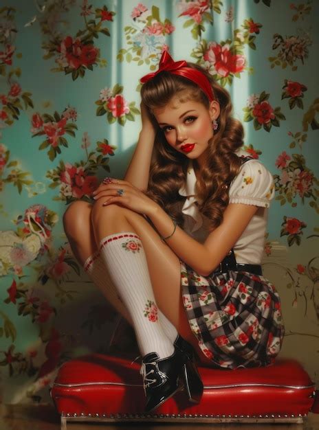 Portrait Of A Sixties Pinup Girl Generative Ai Premium Ai Generated Image