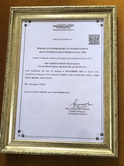 Contoh Borang 13 Ssm Sijil Perniagaan Rosilamakeup S Blog Zelma Witting