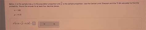 Solved Below N ﻿is The Sample Size P ﻿is The Population