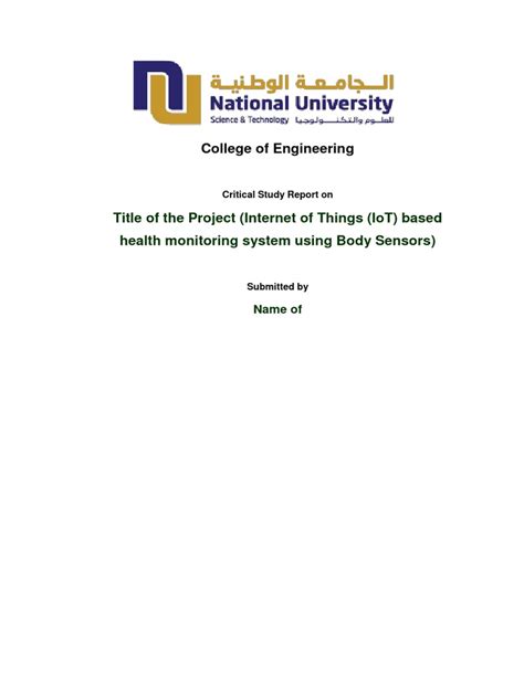 Title Of The Project Internet Of Things Iot Based Health Monitoring System Using Body Sensors