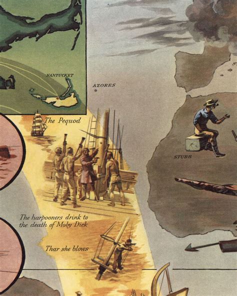 Map The Voyage Of The Pequod From The Book Moby Dick Pictorial