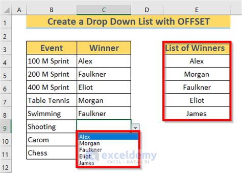How To Create A Dynamic Drop Down List Using The Excel Offset Function Methods
