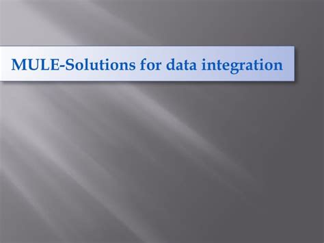 Mule Solutions For Data Integration Ppt Internet Computing