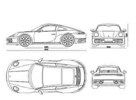 Porsche 911 Carrera 4s 992 2019 2d Drawing Blueprints 44733