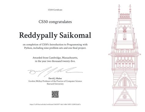 Cs50 Harvard Python Programming Dataanalytics Bigdata Saikomal Reddypally