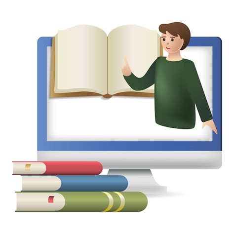 E러닝 컬렉션에서 거리 교사 아이콘 3d 그림 웹 디자인 템플릿 Infographics 등을 위한 크리에이 티브 거리 교사 3d 아이콘 프리미엄 벡터