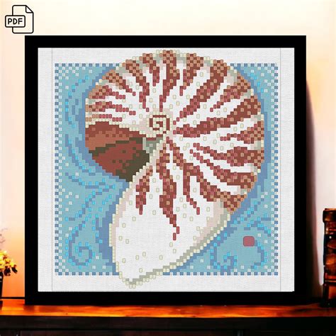 Nautilus Shell Cross Stitch Pattern Xstitch Chart Pdf Instant