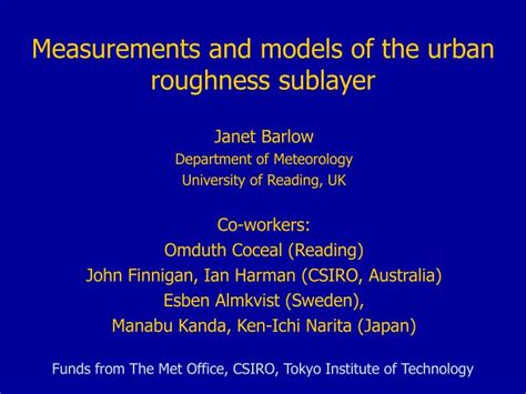 Ppt Measurements And Models Of The Urban Roughness Sublayer Powerpoint Presentation Id3364481