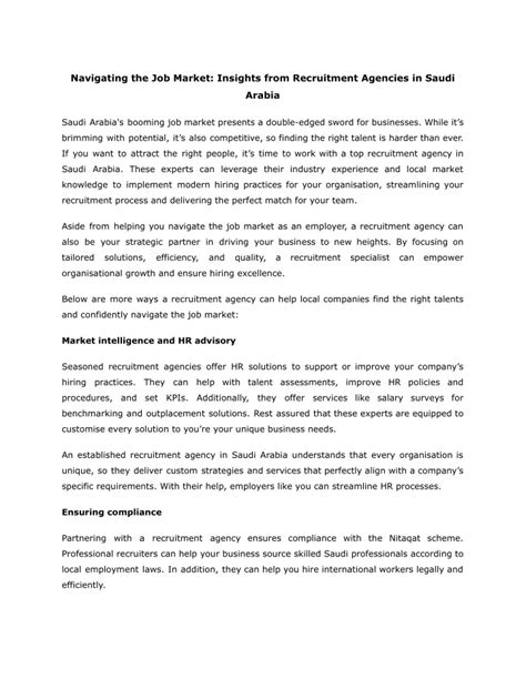 Ppt Navigating The Job Market Insights From Recruitment Agencies In