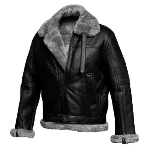 Mens Fur Bomber Jacket The Ion Black Southwear