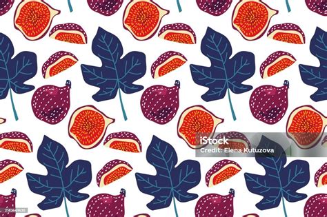 무화과 전체 과일 및 얇게 썬 과일과 잎을 가진 완벽 한 패턴 손으로 그린 낙서 스케치 벡터 그림 Food Eco 배경 섬유 포장지 벽지 스크랩에 대한 반복 템플릿 건강한