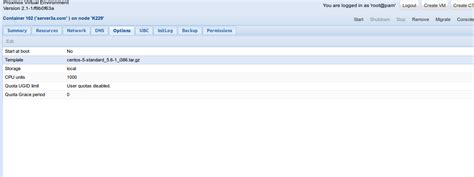 openvz how do i rebuild a vm using proxmox control panel server fault