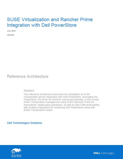 Suse Virtualization And Rancher Prime Integration With Dell Powerstore Dell Technologies Info Hub