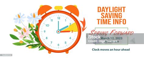 일광 절약 시간제 개념 배너를 시작합니다 봄 앞으로 시간 미리 시계 변경 서머타임에 대한 스톡 벡터 아트 및 기타 이미지 서머타임 봄 벽 시계 Istock