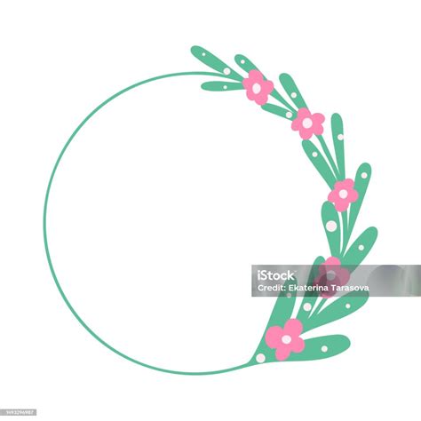 웨딩 로고 미니멀리즘 기하학적 꽃무늬 빈 프레임 나뭇가지와 꽃이 있는 붓글씨 둥근 모양 녹색과 분홍색 벡터 0명에 대한 스톡 벡터 아트 및 기타 이미지 Istock